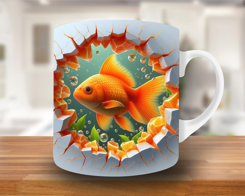 3D Fish In Water Design Mug || 5264
