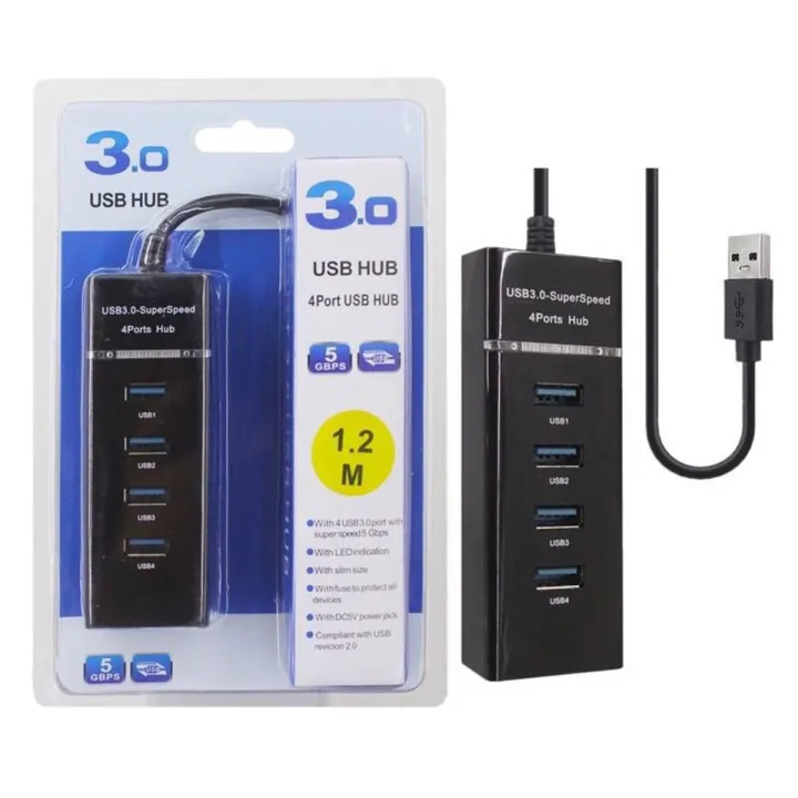USB 3.0 4 Port USB 3.0 Hub for PC Laptop Tablet - 4 Ports High Speed ...