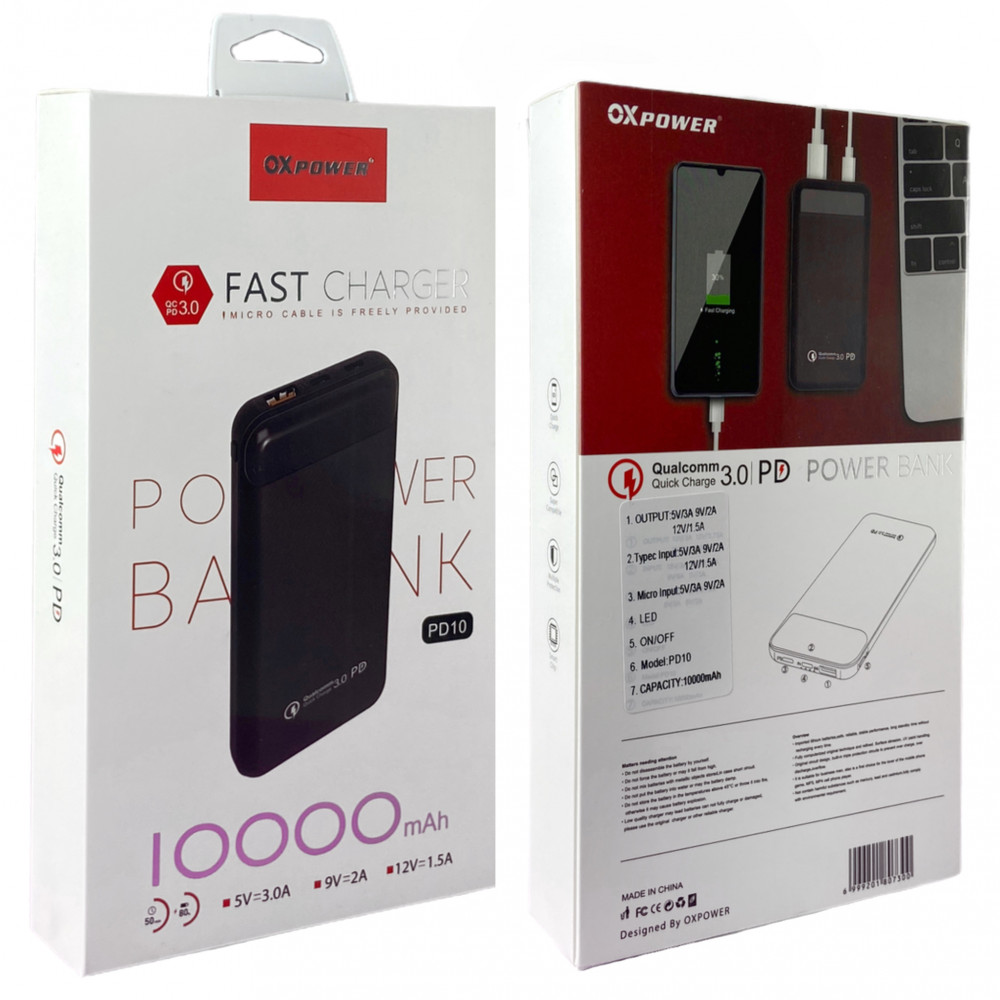 OX POWER BANK - 10,000 mAh (PD10) || 8126