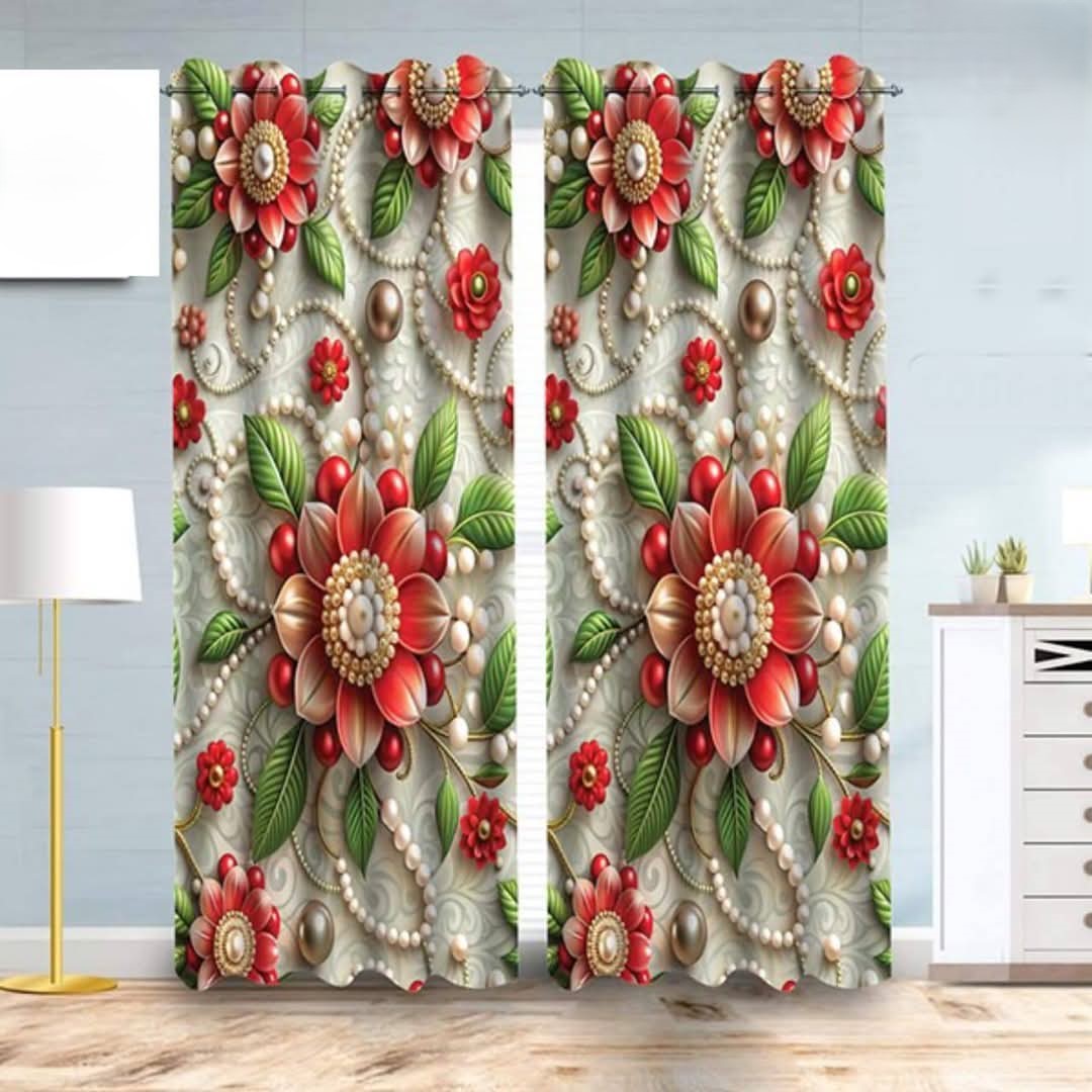 2 Piece 3D Print Premium curtain || 8542