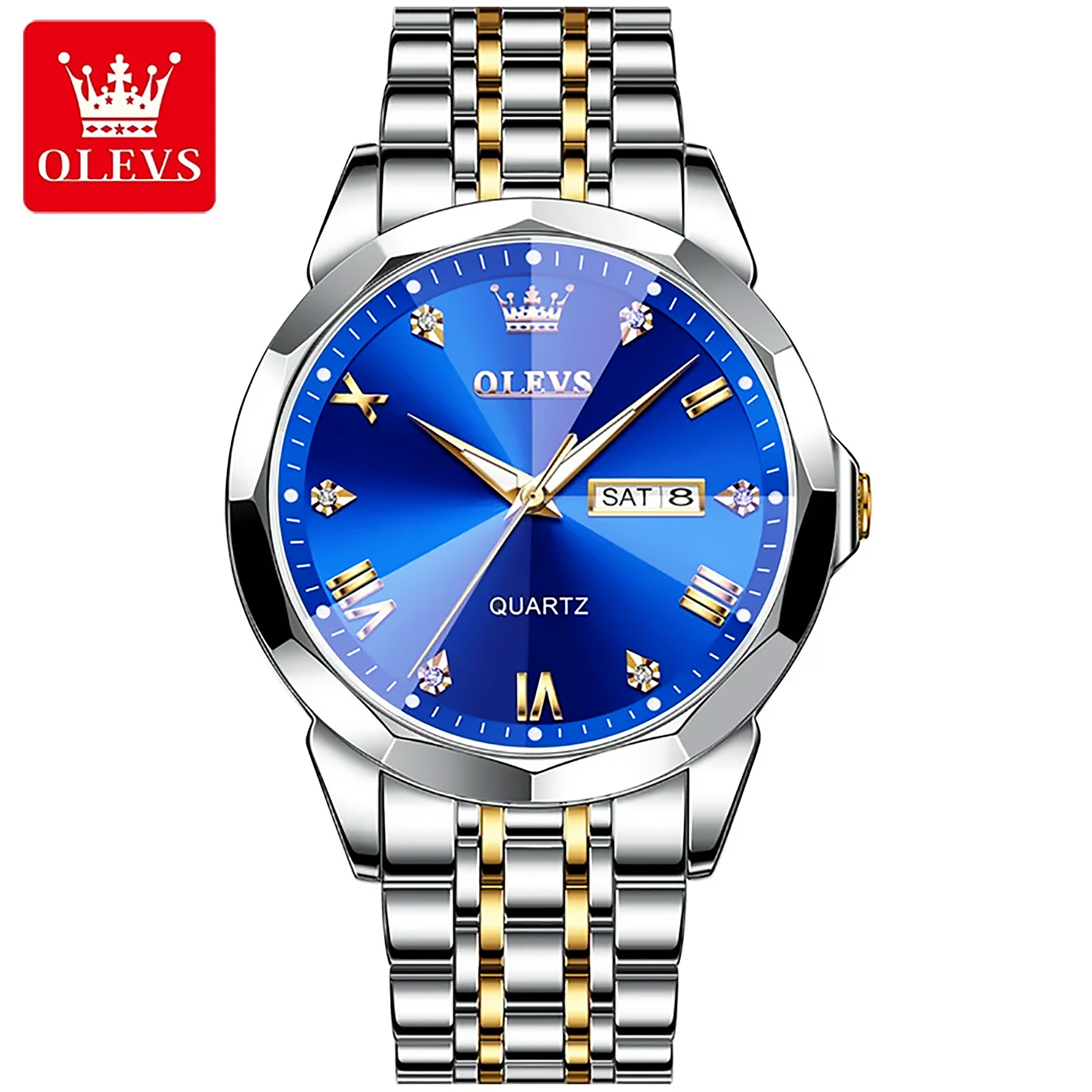 OLEVS 9931G New Exclusive Design Quartz Watch for Men Royal blue || 8894